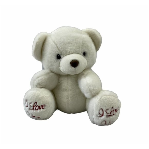 JS Toys | Toys | Js Toys White Teddy Bear 2 Plush Embroidered I Love You Paws Stuffed Animal ...